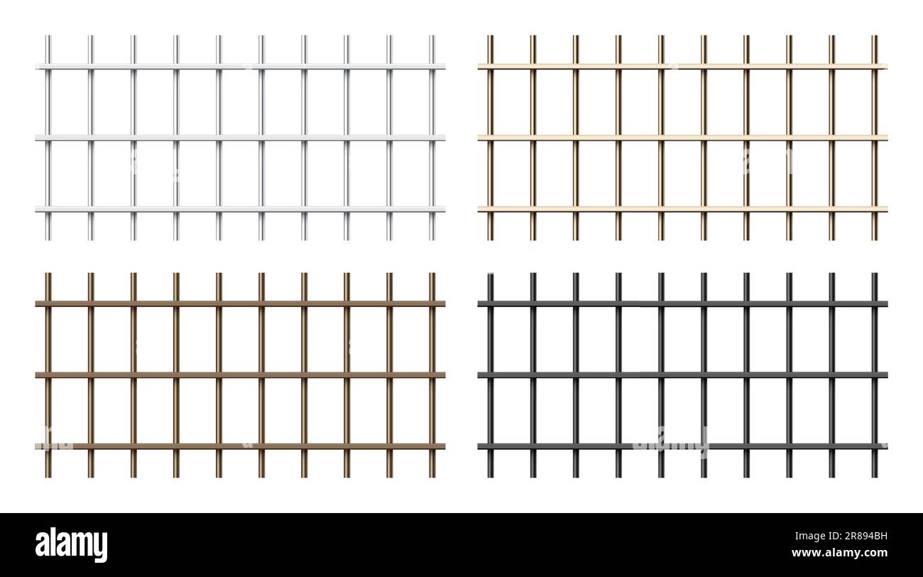 Realistic shiny metal prison bars isolated on white background ...