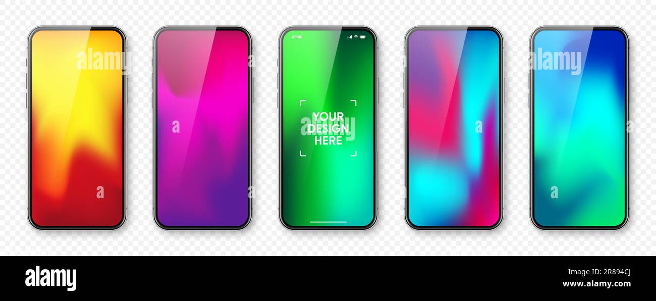 Smartphone with touch screen and abstract colorful background ...