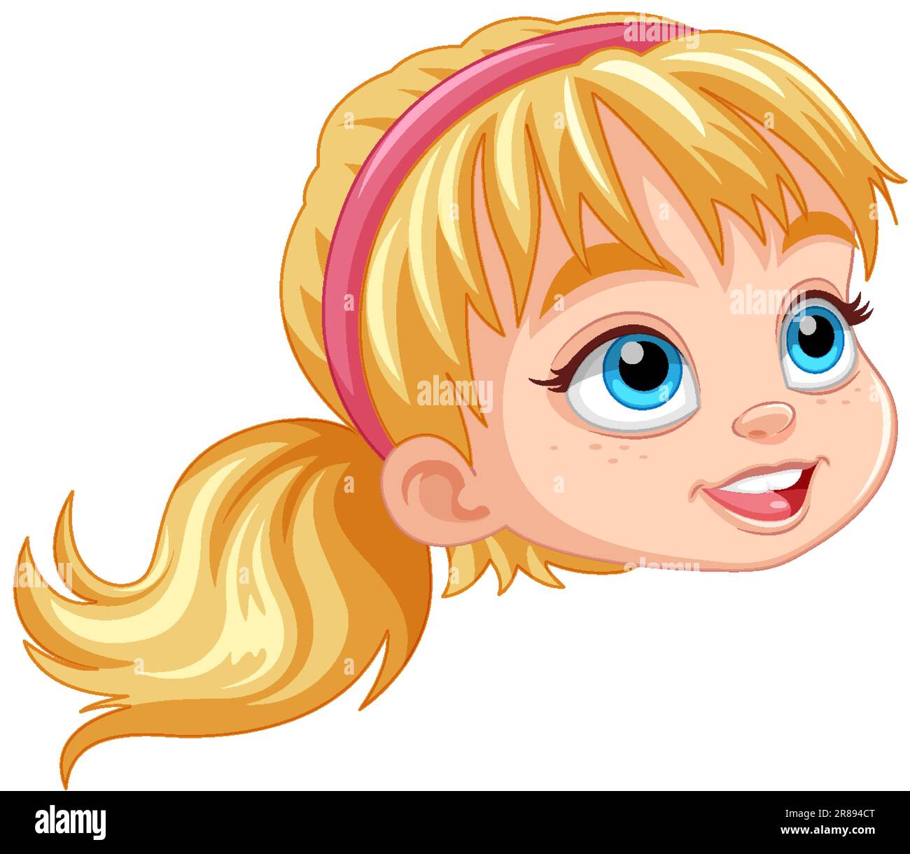 Cute girl face cartoon wearing hair band isolated illustration Stock ...