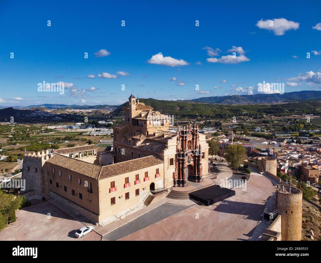 An aerial view of the historic Spanish settlement of San Miguel ...
