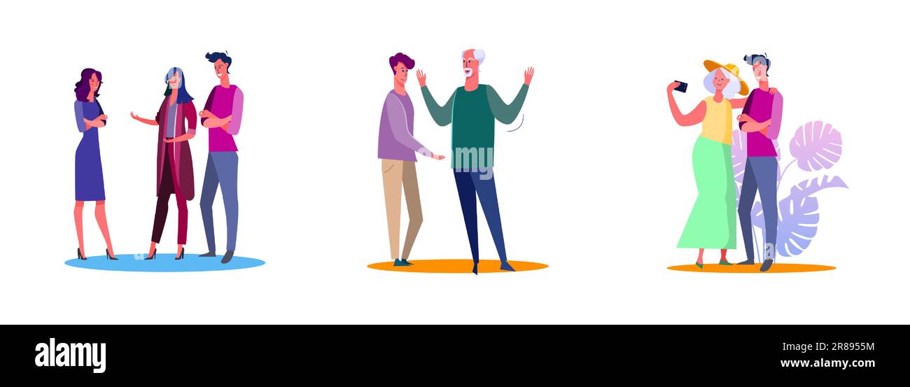Set of family members chatting and discussing Stock Vector Image & Art ...