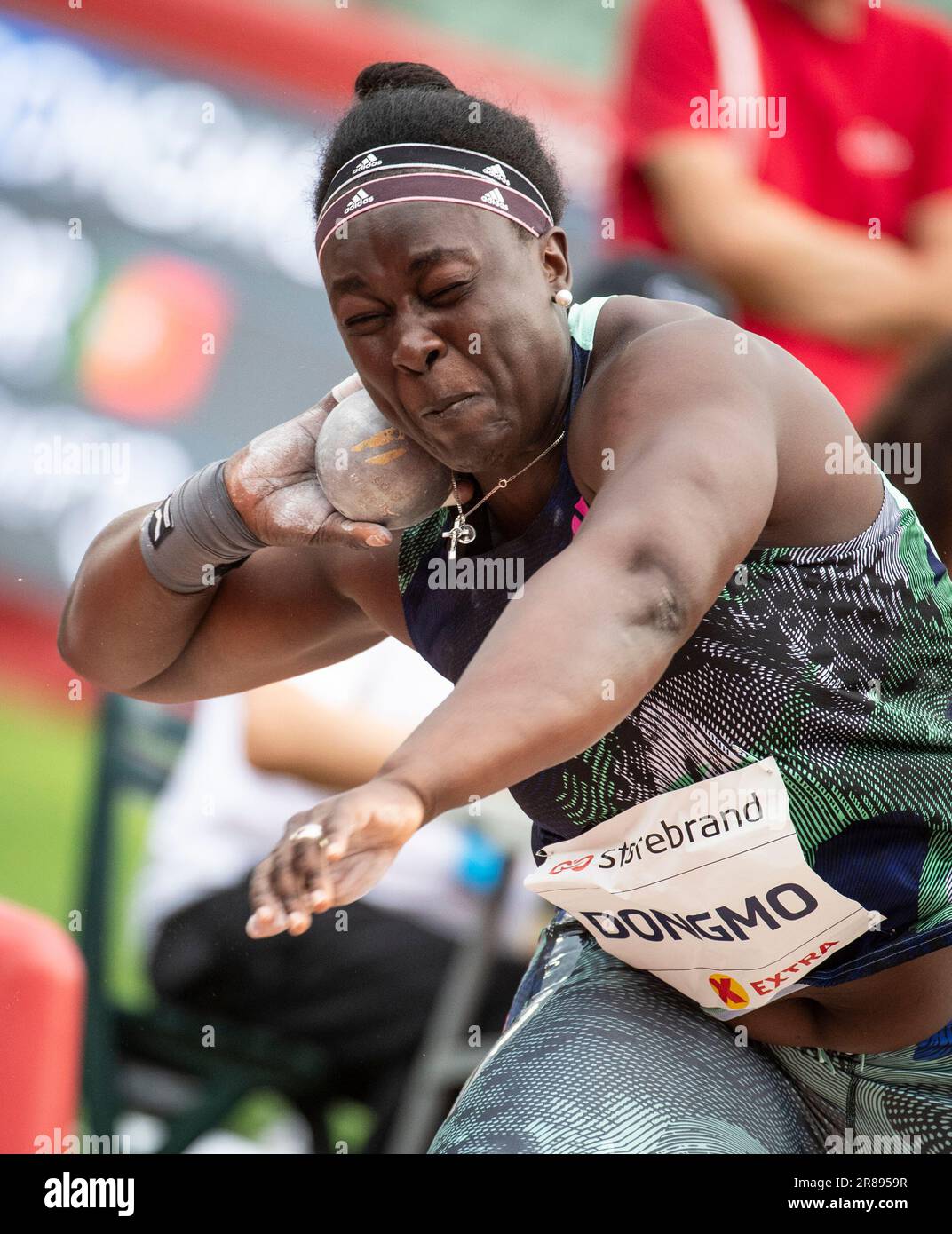 Auriol Dongmo of Portugal competing in the women’s shot put at the Oslo ...