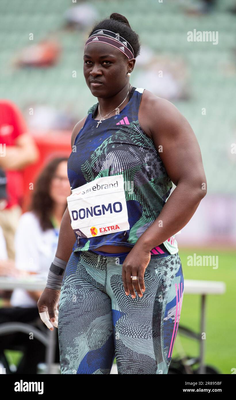 Auriol Dongmo of Portugal competing in the women’s shot put at the Oslo ...