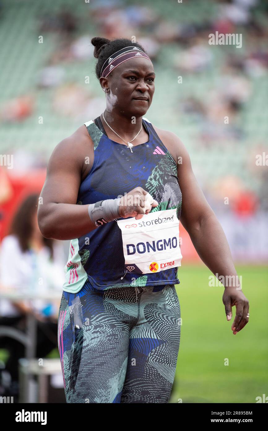 Auriol Dongmo of Portugal competing in the women’s shot put at the Oslo ...