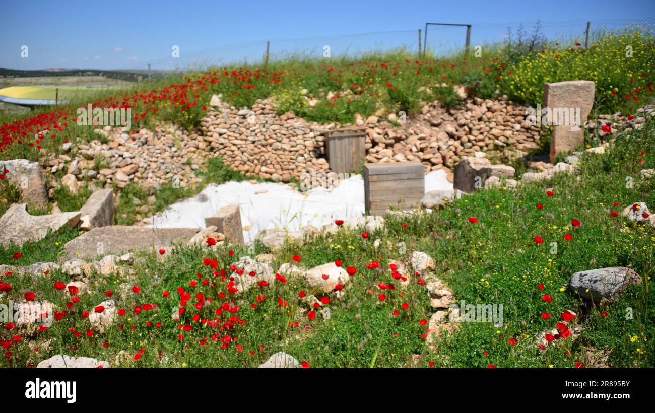 Göbekli Tepe is an archaeological site, located about 18 km northeast ...