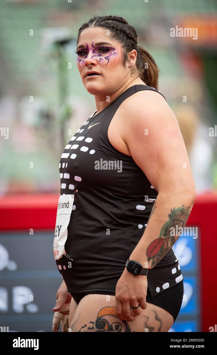 Chase Ealey of the USA competing in the women’s shot put at the Oslo ...