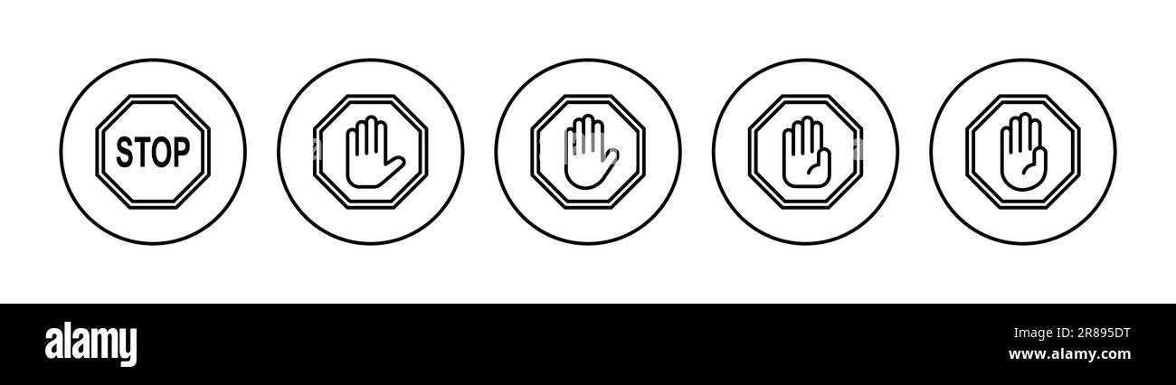 Stop icon set. stop road sign. hand stop icon vector Stock Vector Image ...