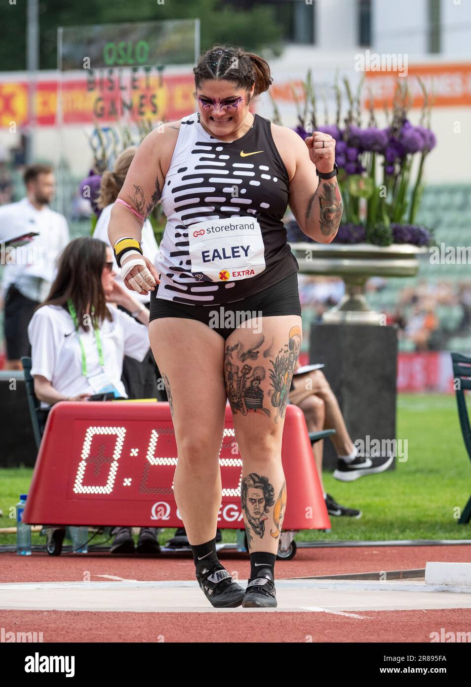 Chase Ealey of the USA competing in the women’s shot put at the Oslo ...