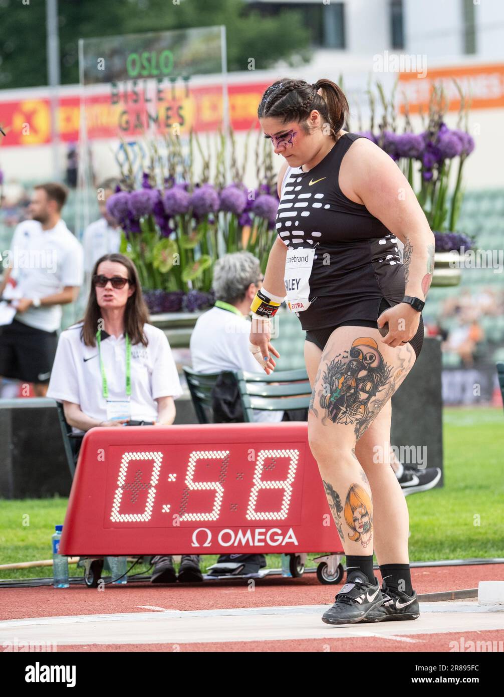 Chase Ealey of the USA competing in the women’s shot put at the Oslo ...