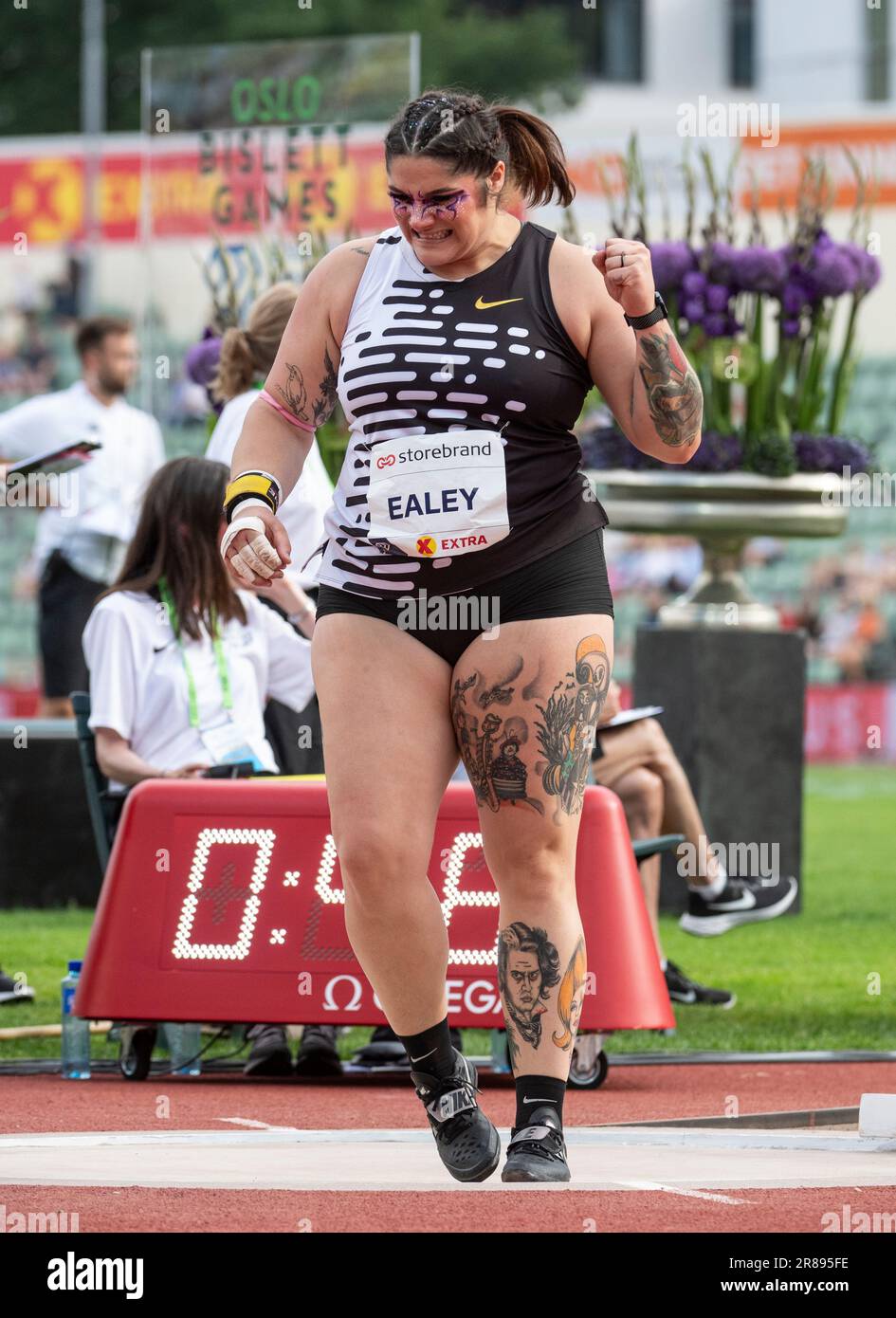 Chase Ealey of the USA competing in the women’s shot put at the Oslo ...