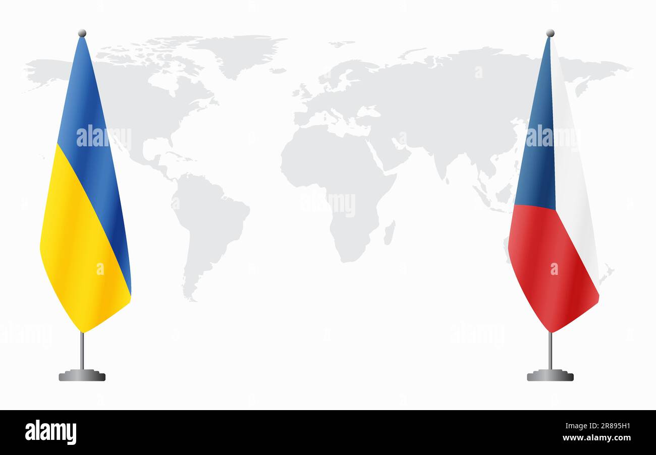 Ukraine and Czech Republic flags for official meeting against ...