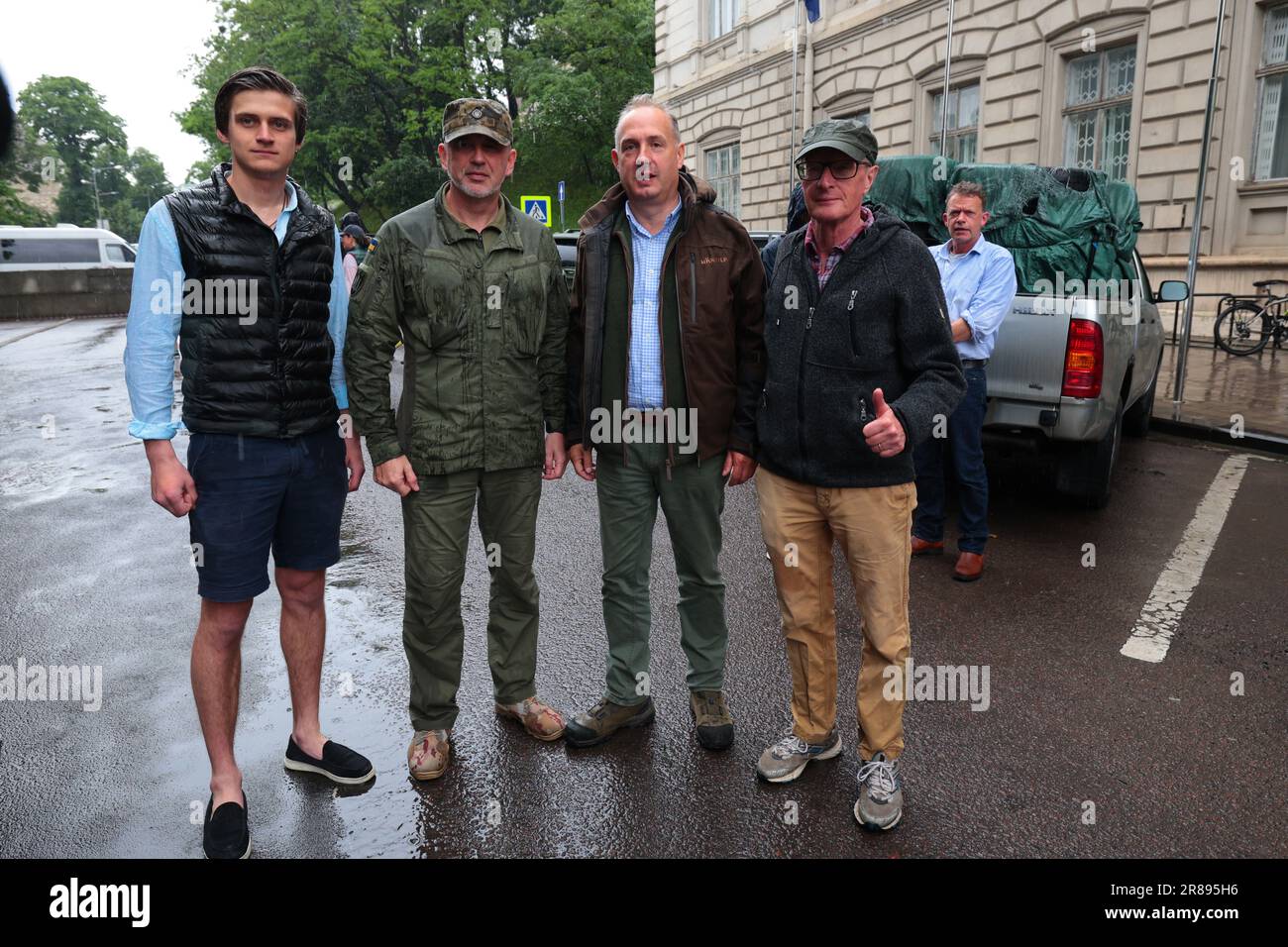 LVIV, UKRAINE - JUNE 17, 2023 - Mark Laird (2nd R), a co-founder of the ...