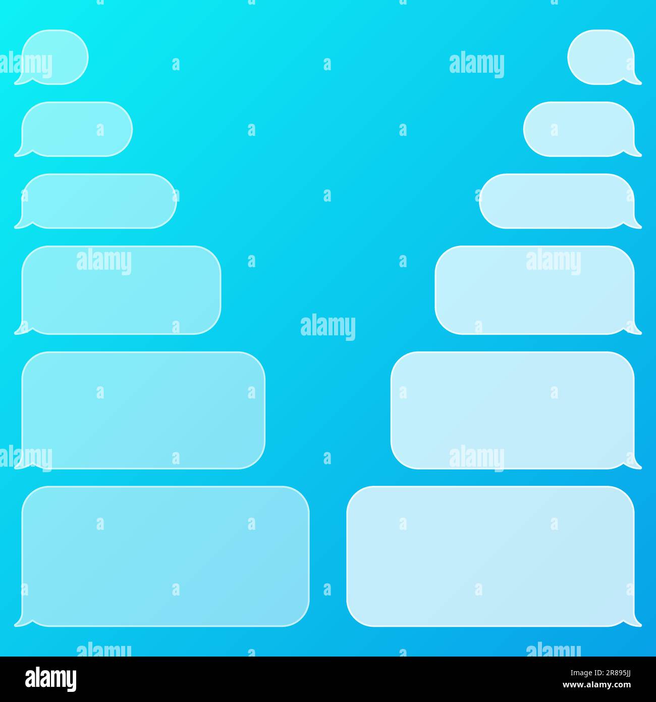 Blank transparent various message bubbles on colorful background. Chat or messenger speech ...