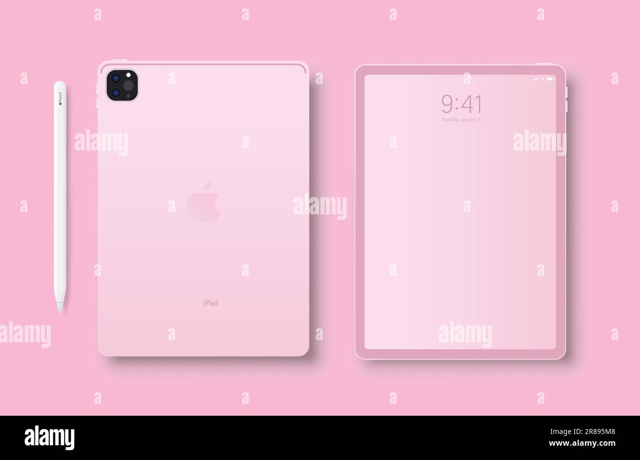 New iPad Pro pink color by Apple inc. Cute device. Mockup screen iPad ...