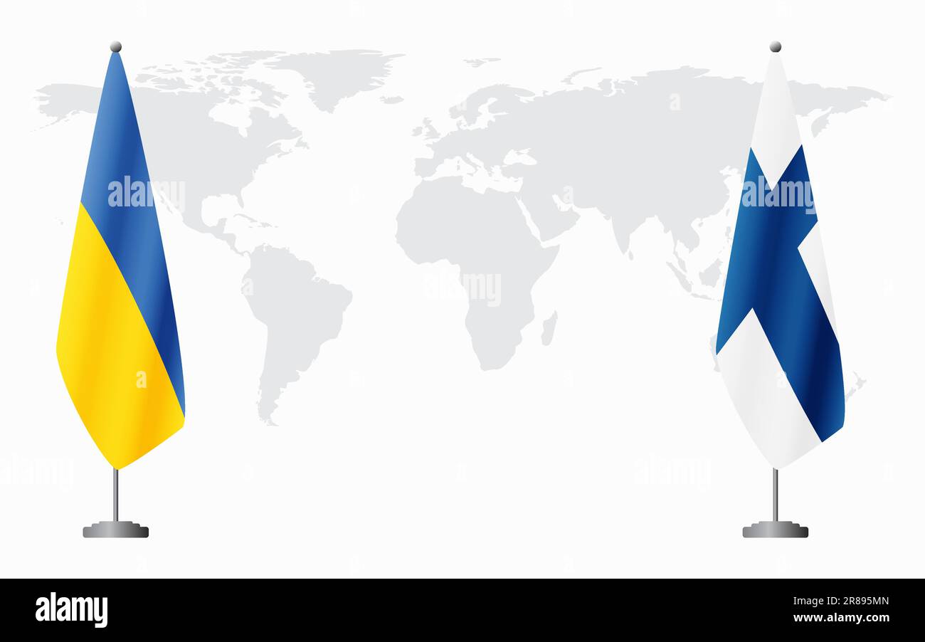 Ukraine and Finland flags for official meeting against background of ...