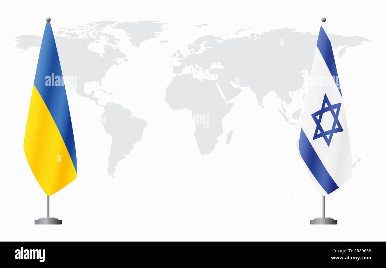 Ukraine and Israel flags for official meeting against background of ...