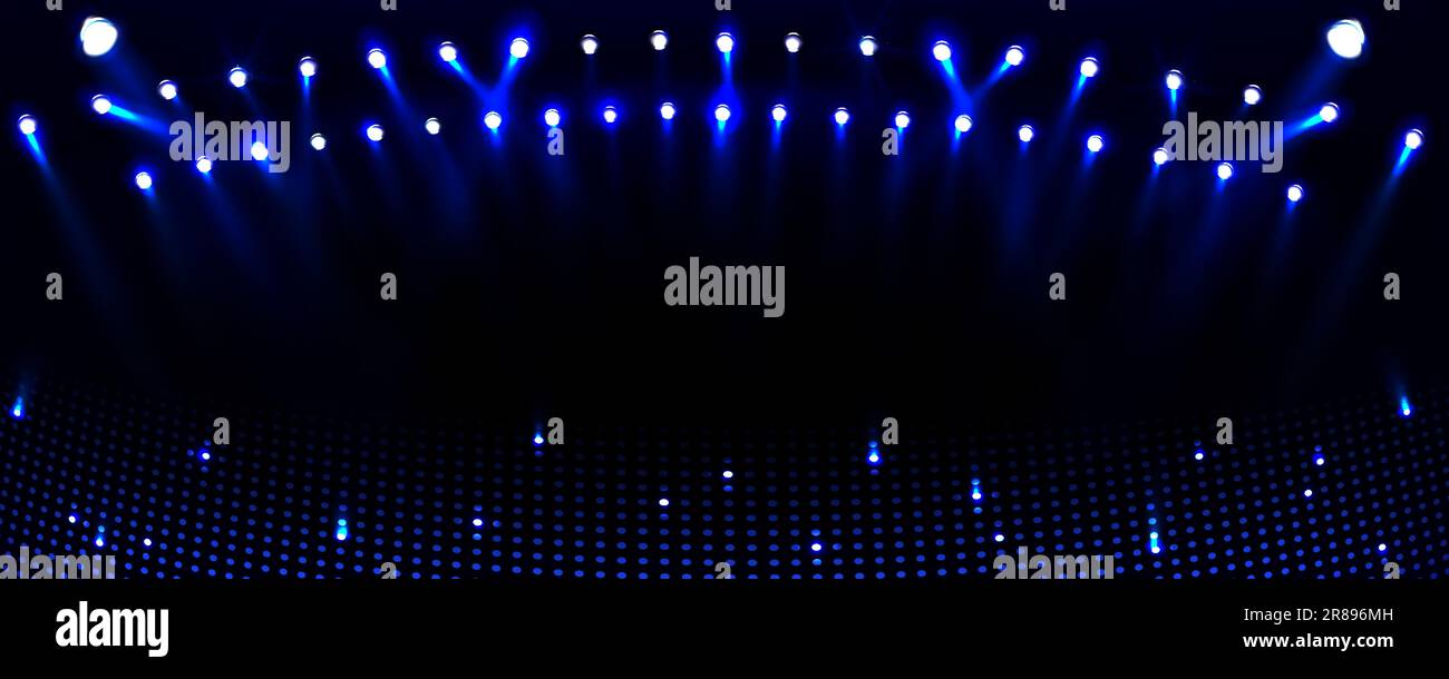 Blue soccer stadium arena light vector background. Sport game spotlight ...