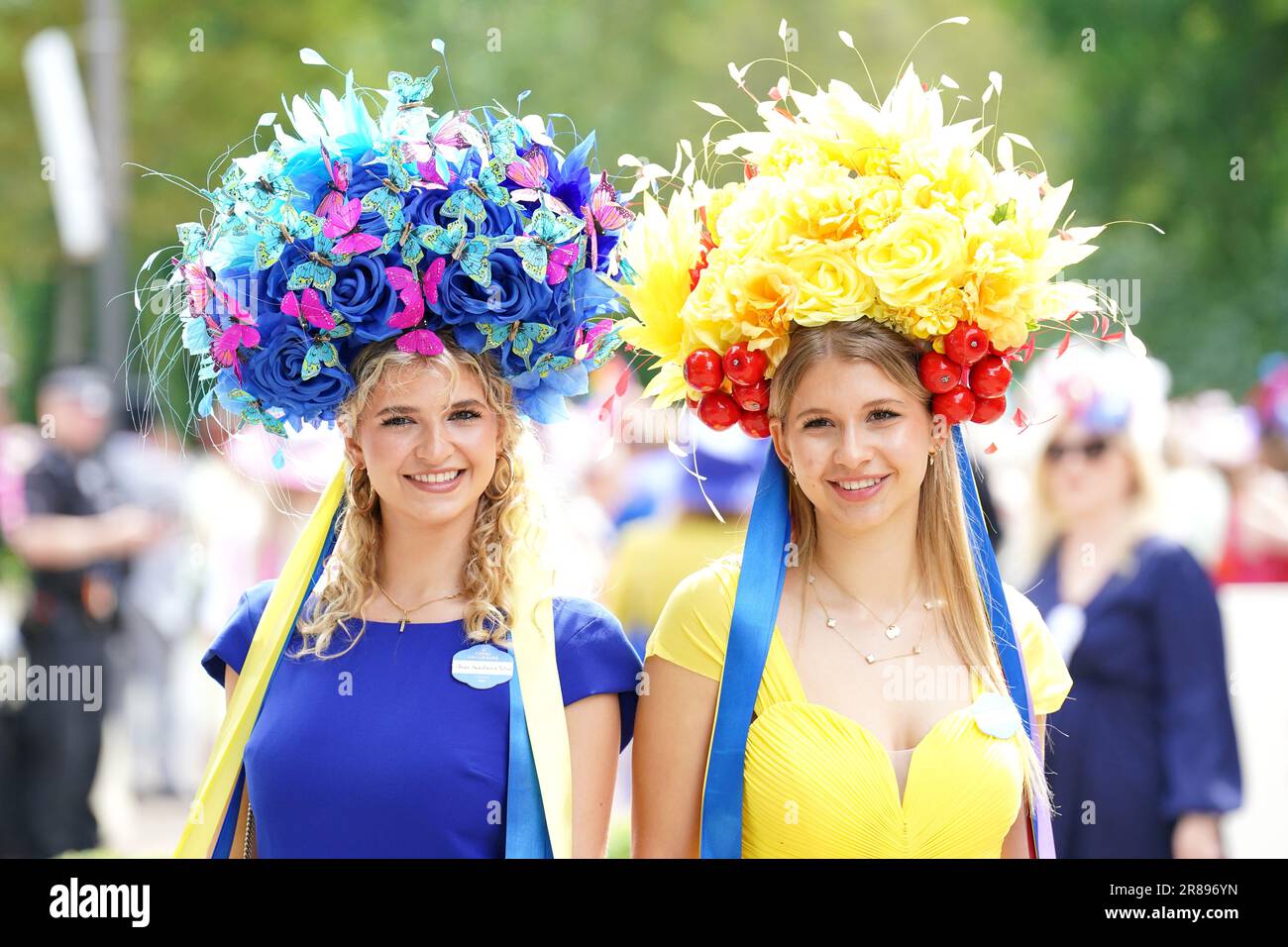 Anastasia Tutus (left) and Olena Sytnychenko pose for photographs while ...