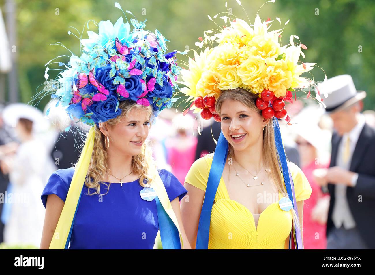 Anastasia Tutus (left) and Olena Sytnychenko pose for photographs while ...
