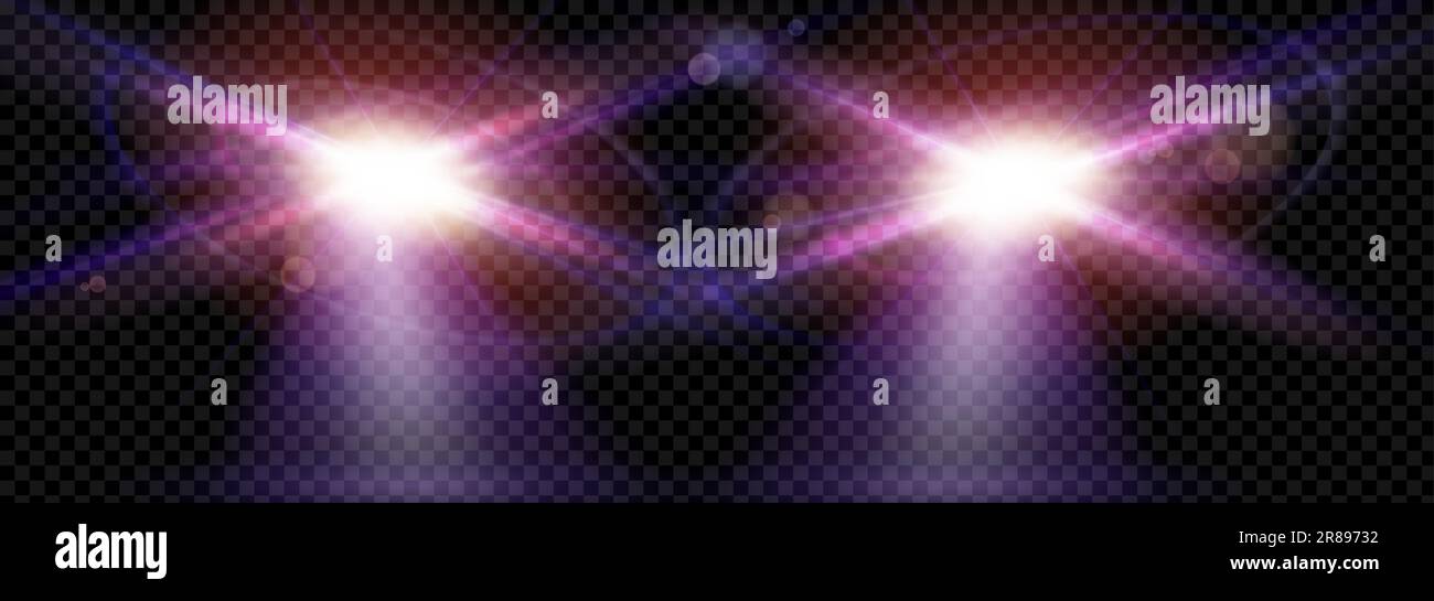 Realistic car headlights shining bright on transparent background ...