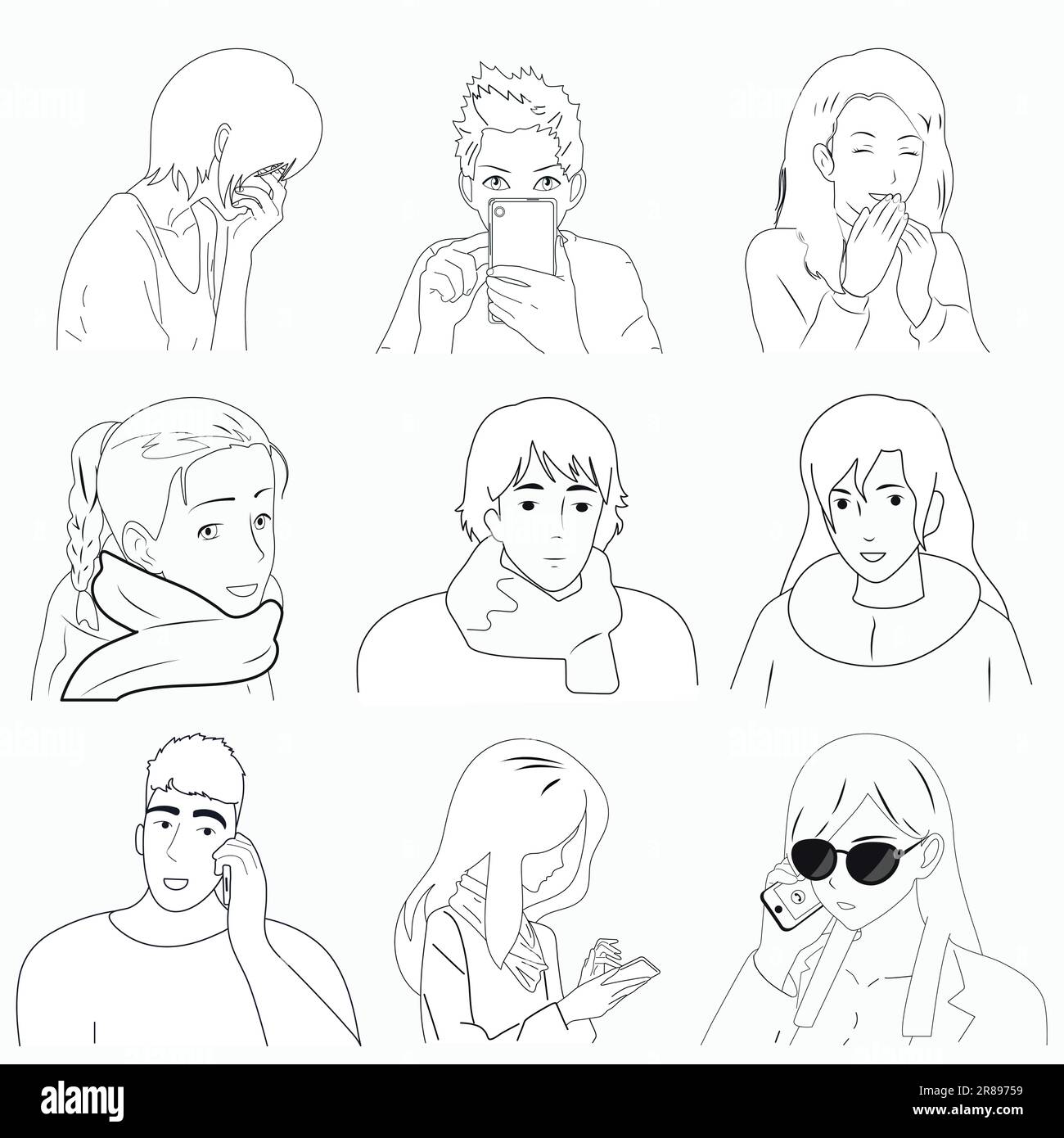 Silhouette avatar male and female head outline avatars hi-res stock photography and images - Alamy