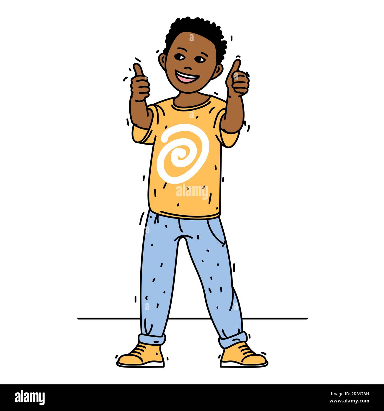 Happy african american boy showing thumb up gesture Stock Vector Image ...