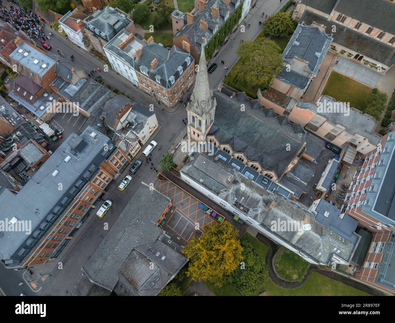 Aerial view over the city of Oxford with Oxford University Stock Photo ...