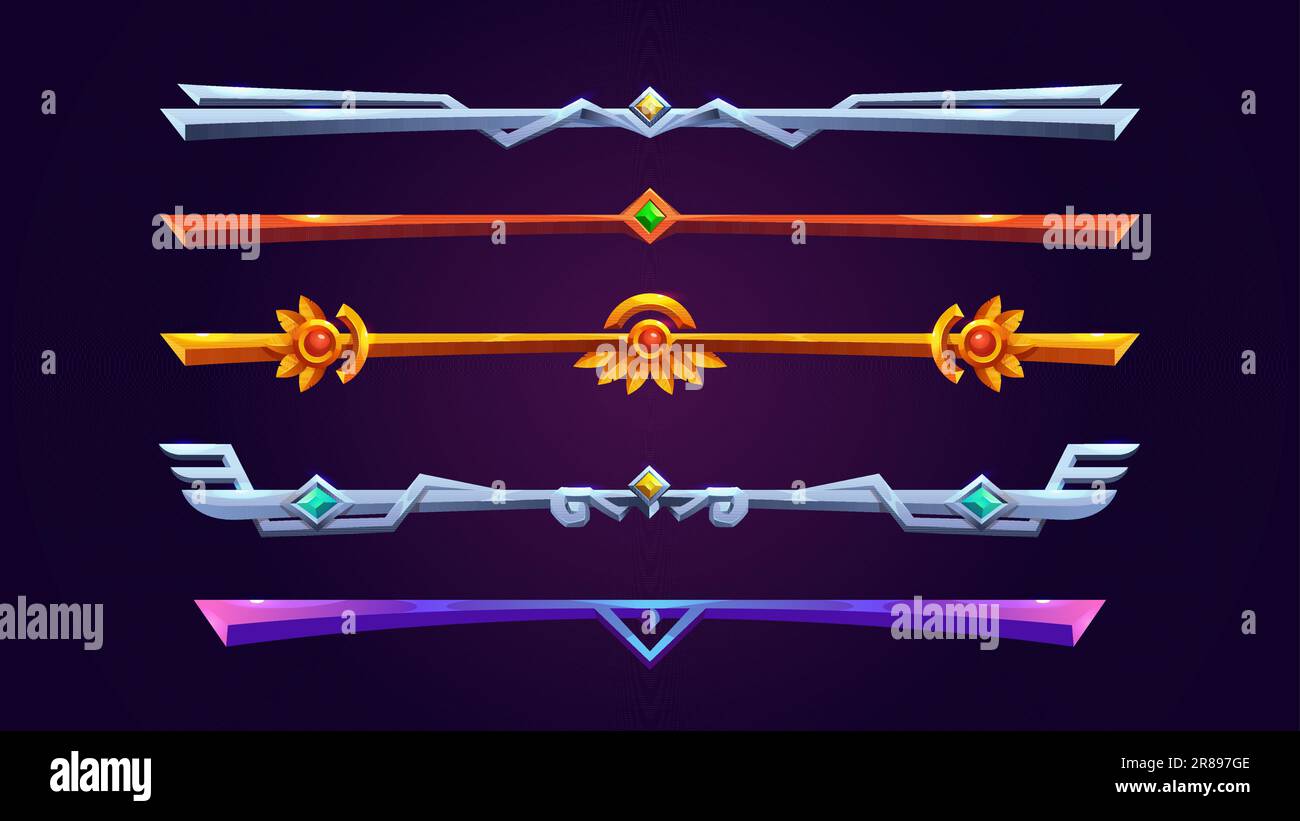 Cartoon set of decorative game dividers isolated on background. Vector ...