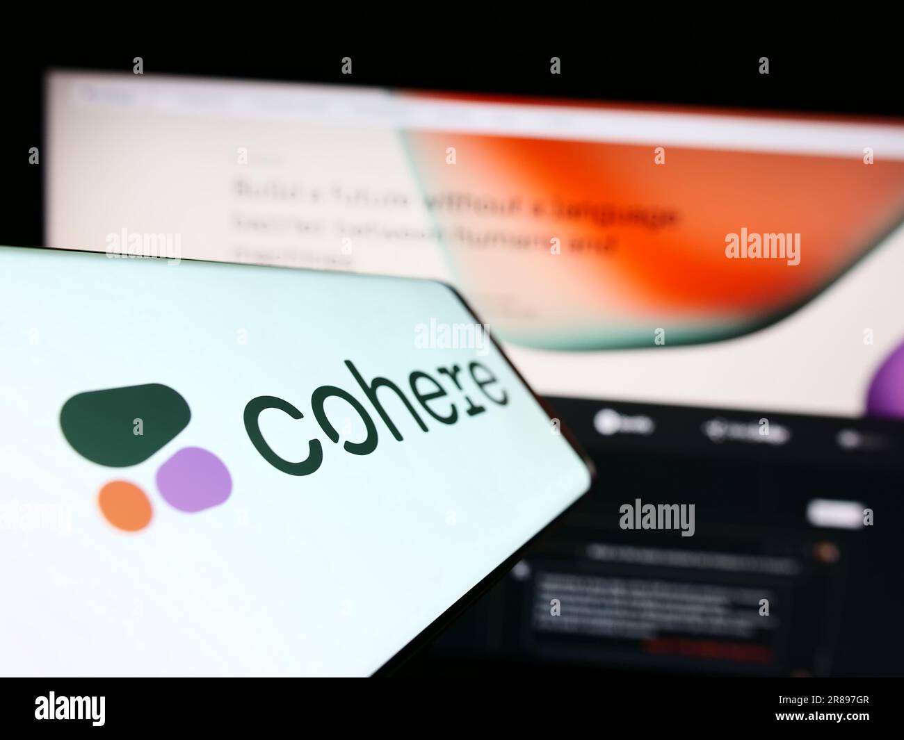 Smartphone with logo of Canadian AI company Cohere Inc. on screen in ...