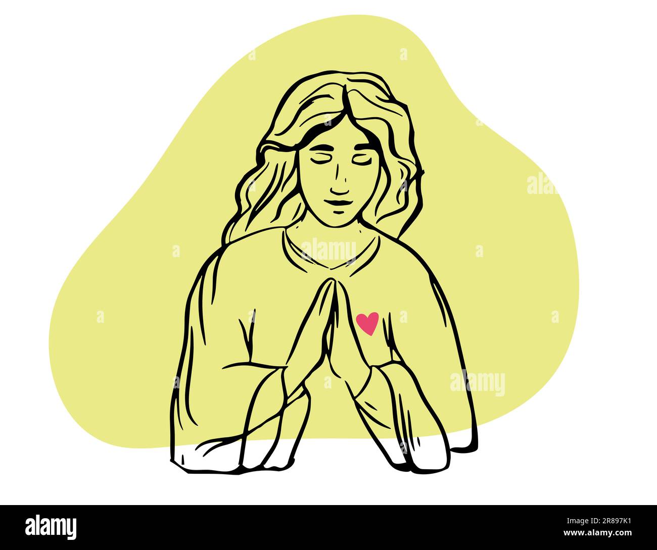 Continuous line drawing of Christian prayer, vector illustration. Jesus ...