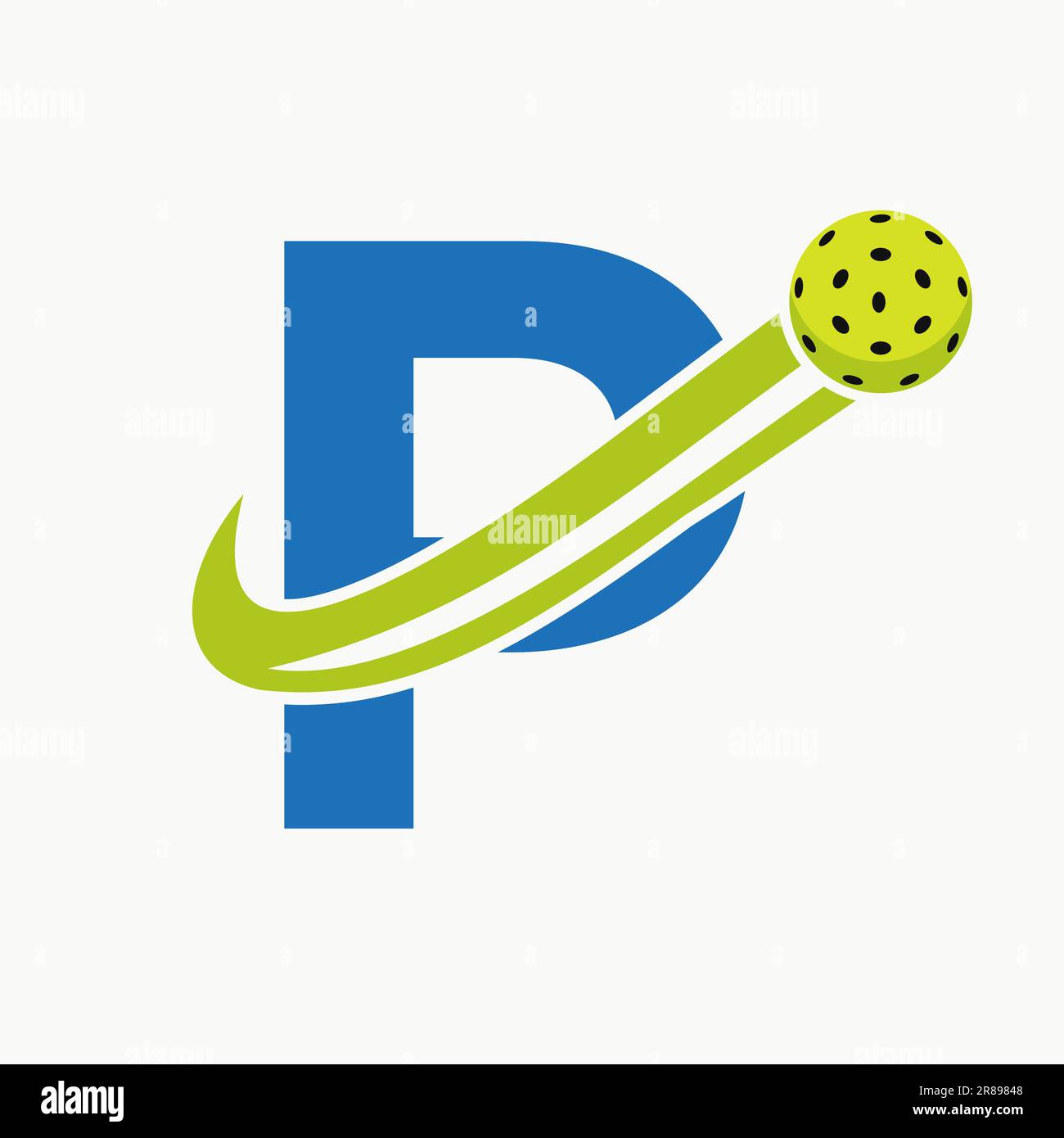 Letter P Pickleball Logo Concept With Moving Pickle Ball Symbol. Pickle ...