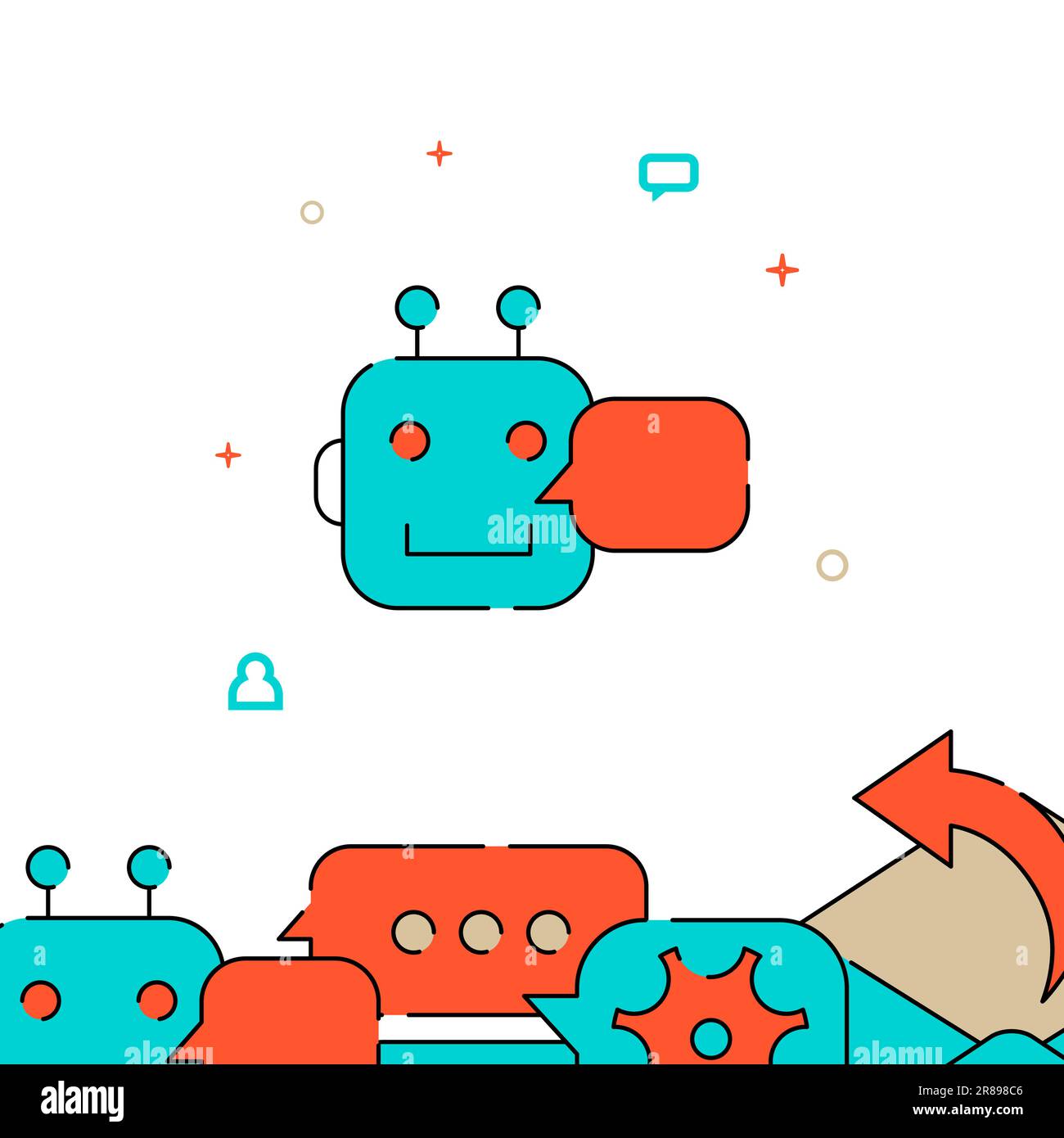 Robot, chat bot filled line vector icon, simple illustration, related ...