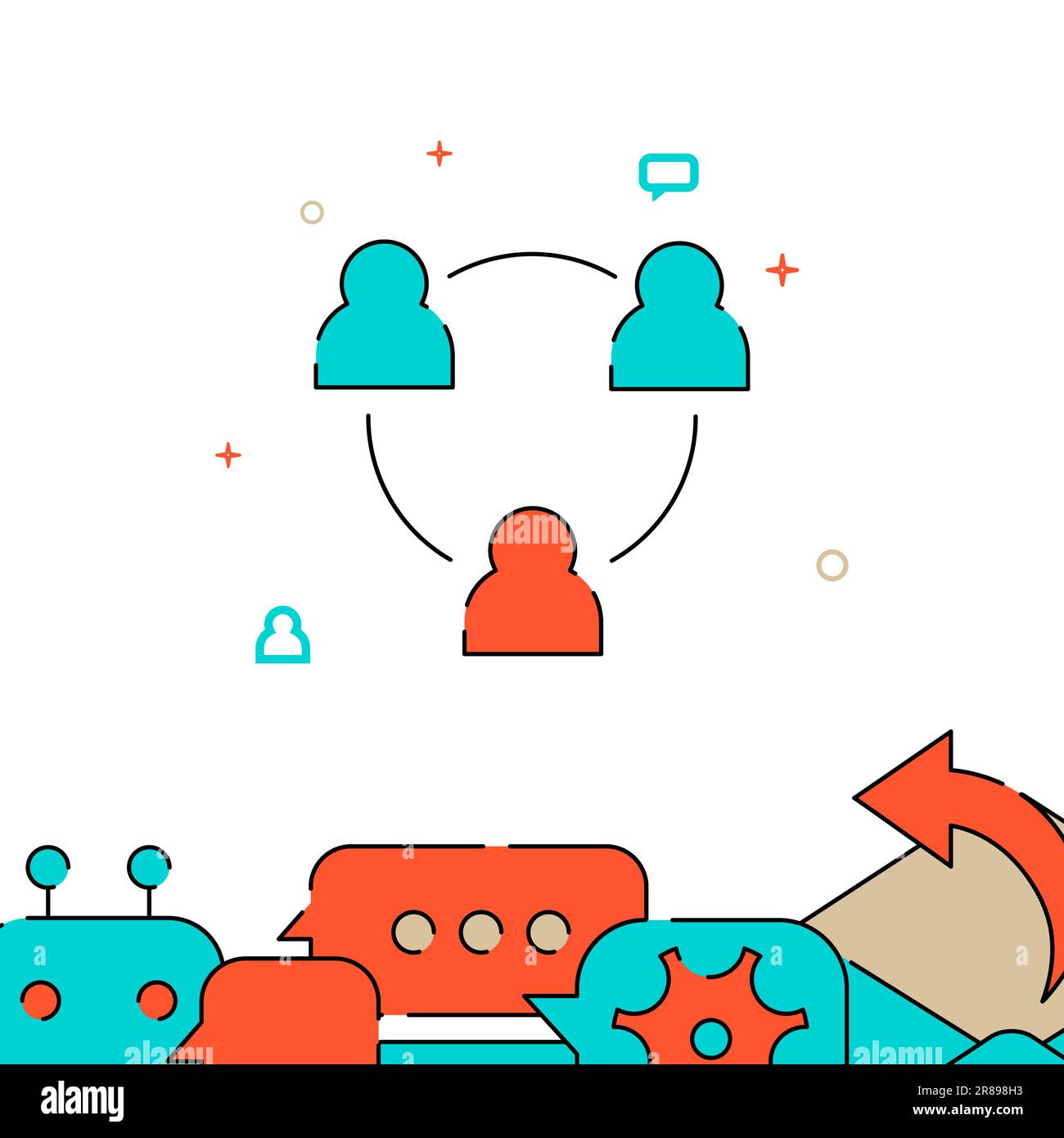 People network connection filled line vector icon, simple illustration ...