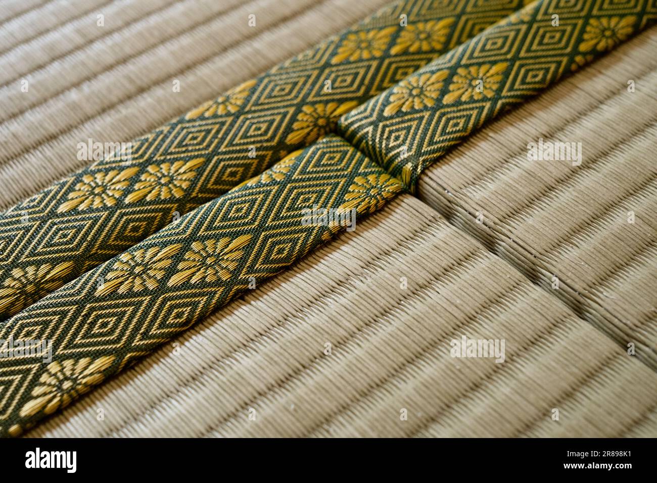 Detail of a tatami mat in a room in Mitsugonin Temple, Koyasan, Japan ...
