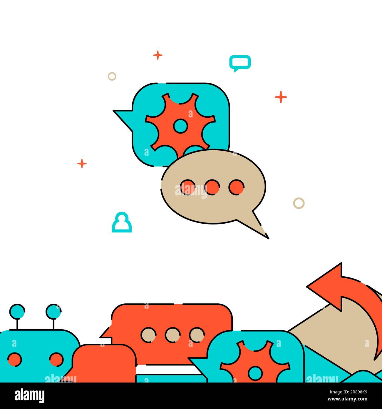 Contacting technical support filled line vector icon, simple ...