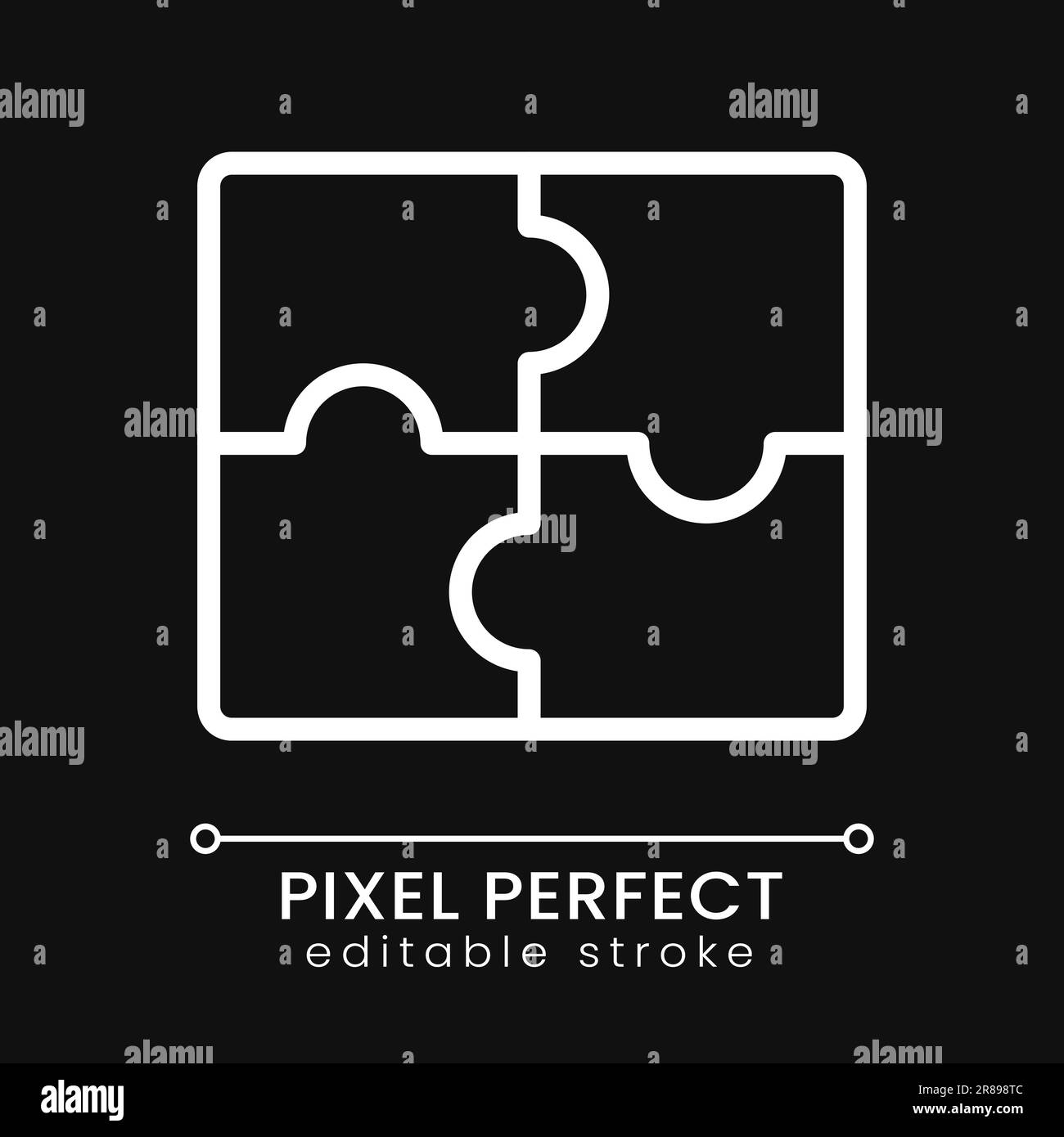 Jigsaw puzzle pieces pixel perfect white linear icon for dark theme ...