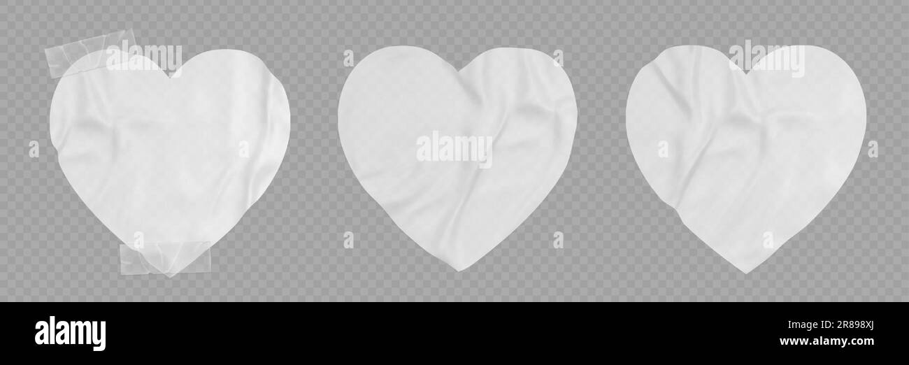 White paper tape heart sticker for love note collage isolated on ...