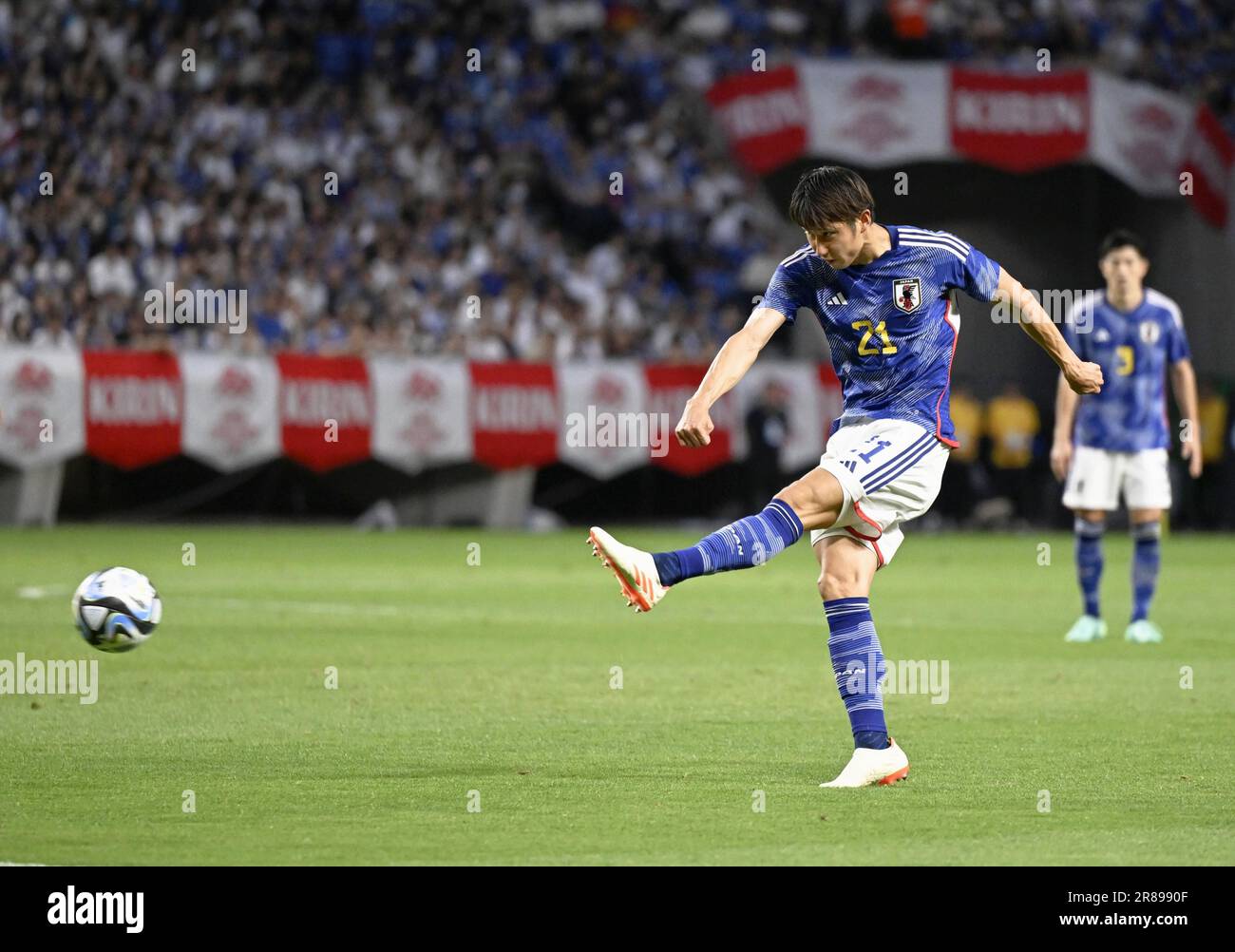 Osaka, Japan. 20th June, 2023. Japan's Hiroki Ito scores a goal in the ...