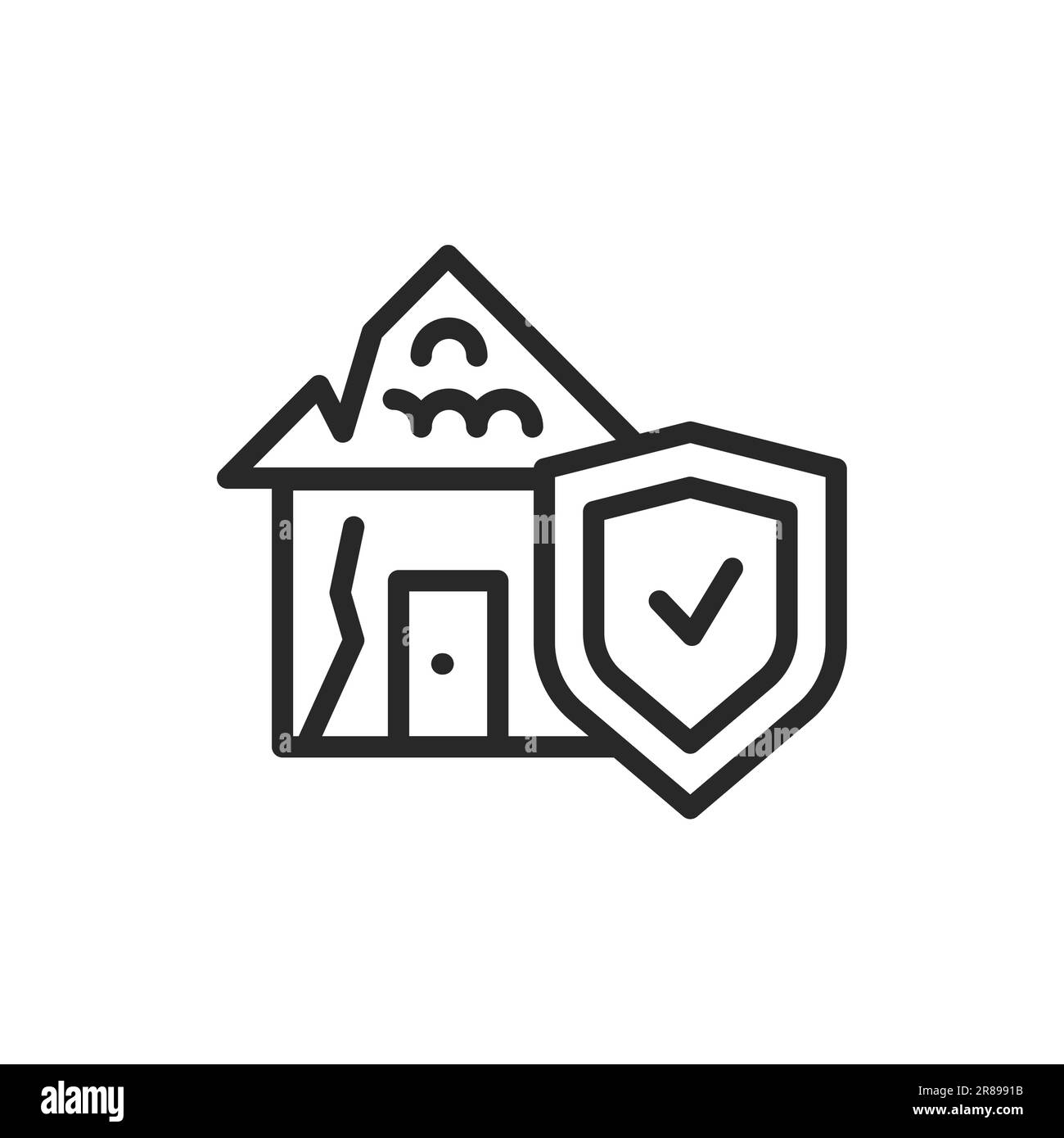 Natural disaster risk insurance color line icon. Isolated vector ...