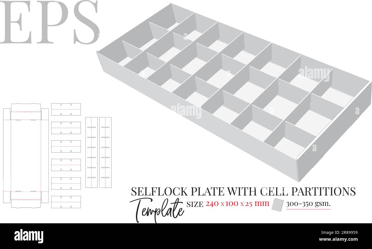 Plate with Cell Partitions die cut template, vector. White clear blank ...