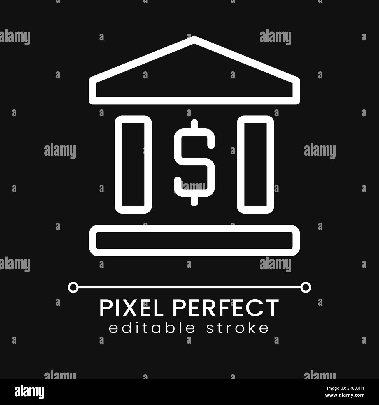 Bank building pixel perfect white linear icon for dark theme Stock ...