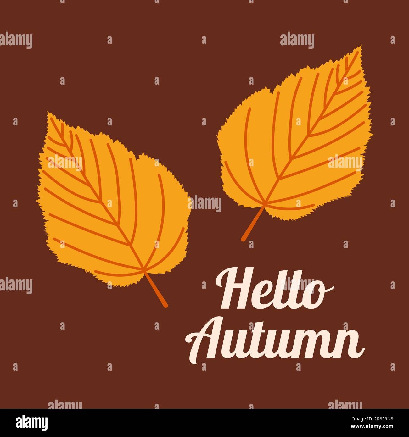 Start of fall. Cozy autumn postcard. Lettering Hello Autumn. Warm ...