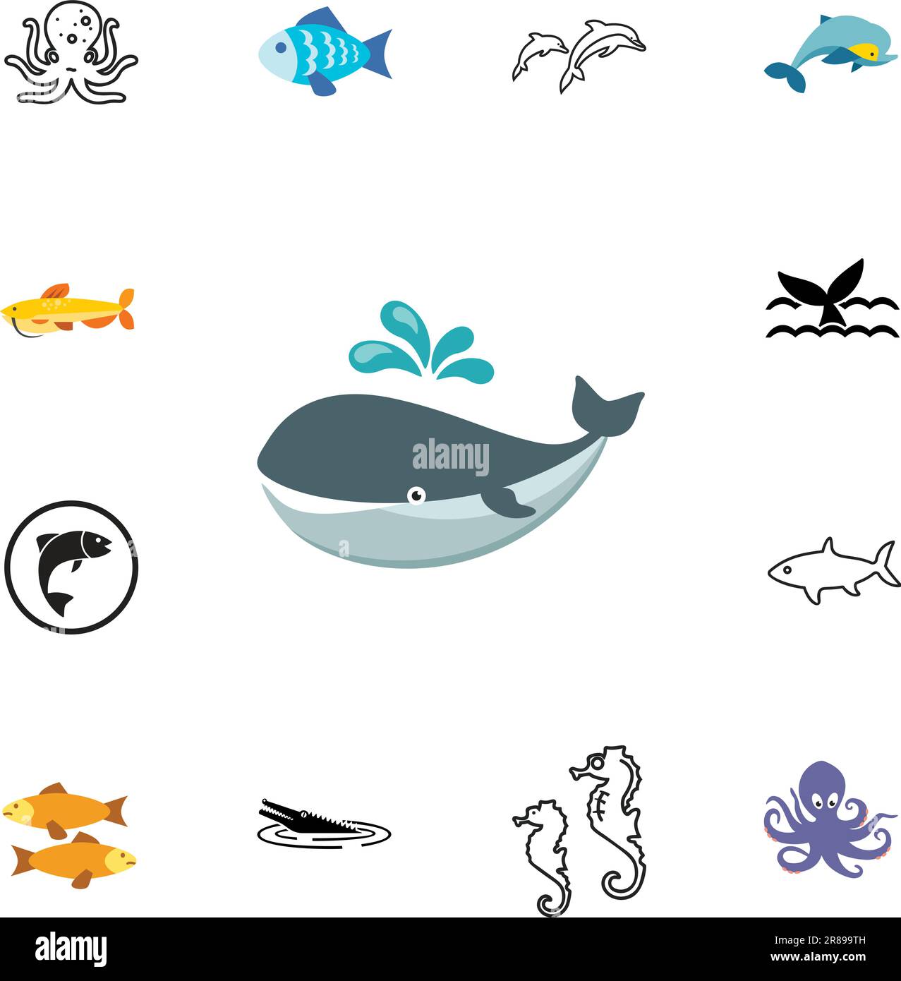 Sea creatures icon set Stock Vector Image & Art - Alamy