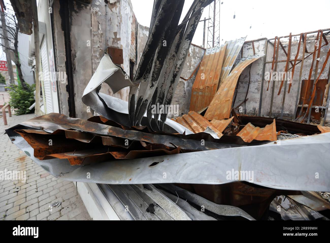 LYMAN, UKRAINE - JUNE 16, 2023 - An Ukrtelecom office building lies in ...