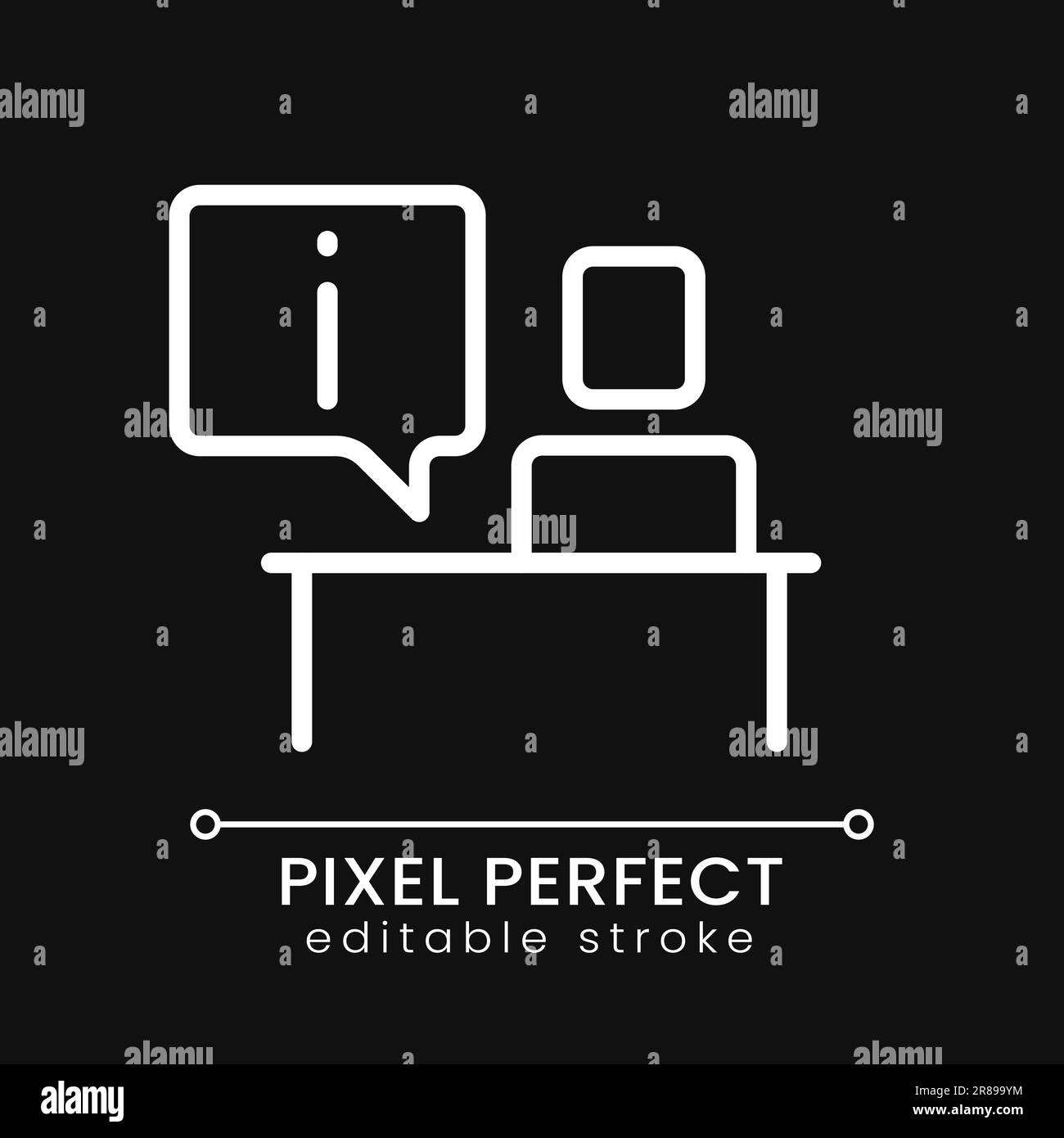 Information desk pixel perfect white linear icon for dark theme Stock ...
