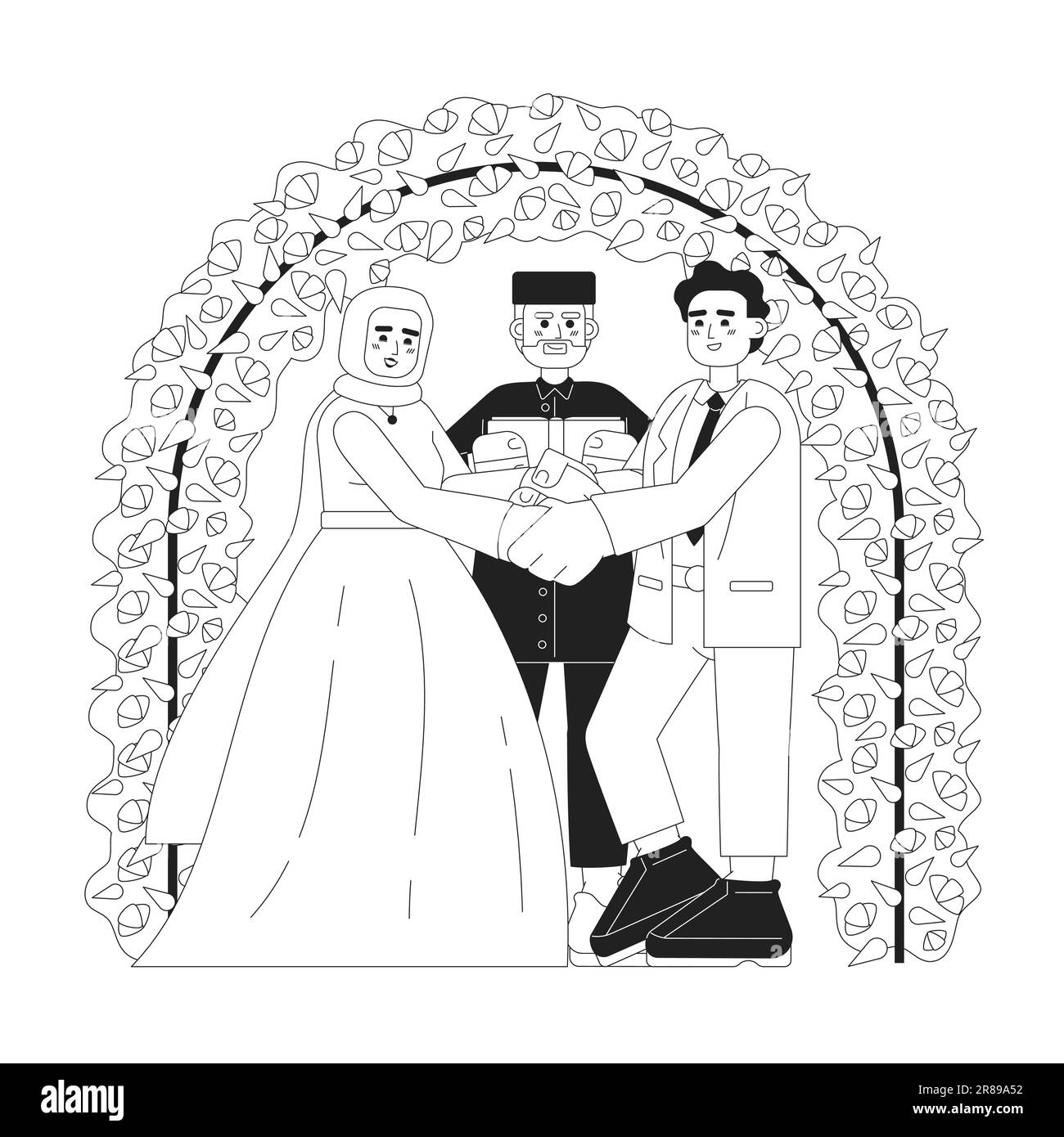 Nikah ceremony monochrome concept vector spot illustration Stock Vector ...
