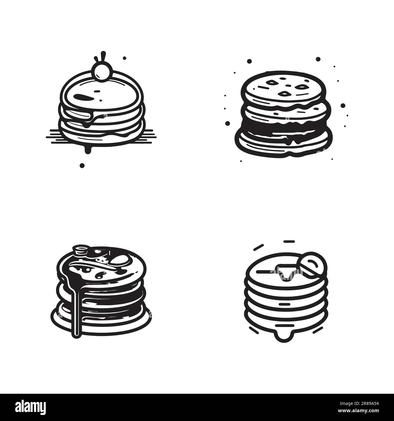 Hand Drawn vintage pancake in flat line art style isolated on ...