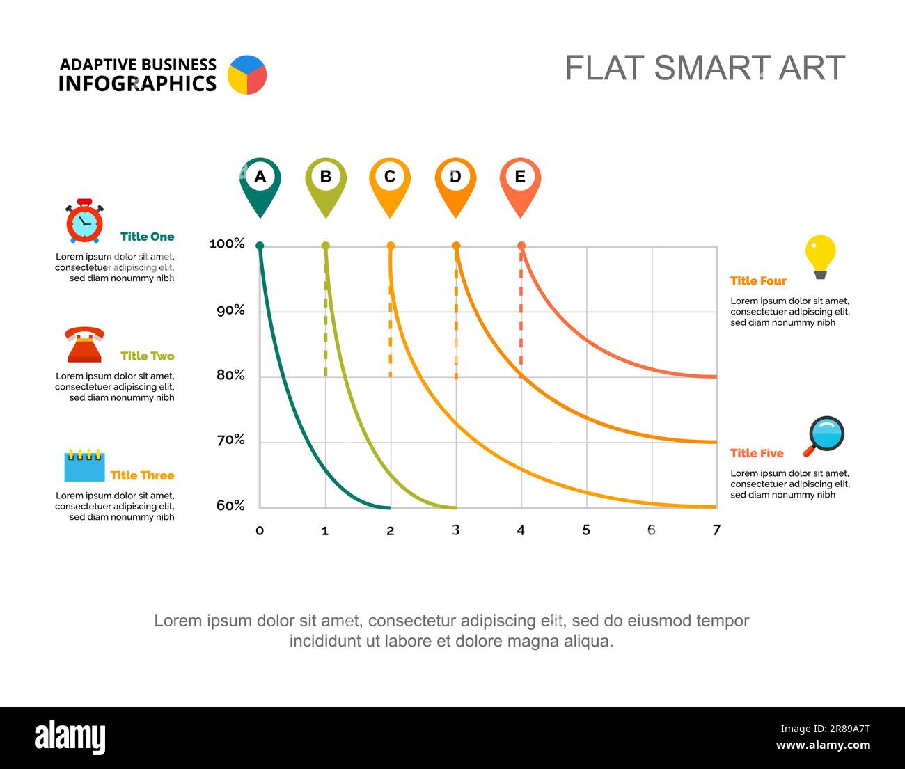 Five Analysis Line Charts Slide Template Stock Vector Image & Art - Alamy