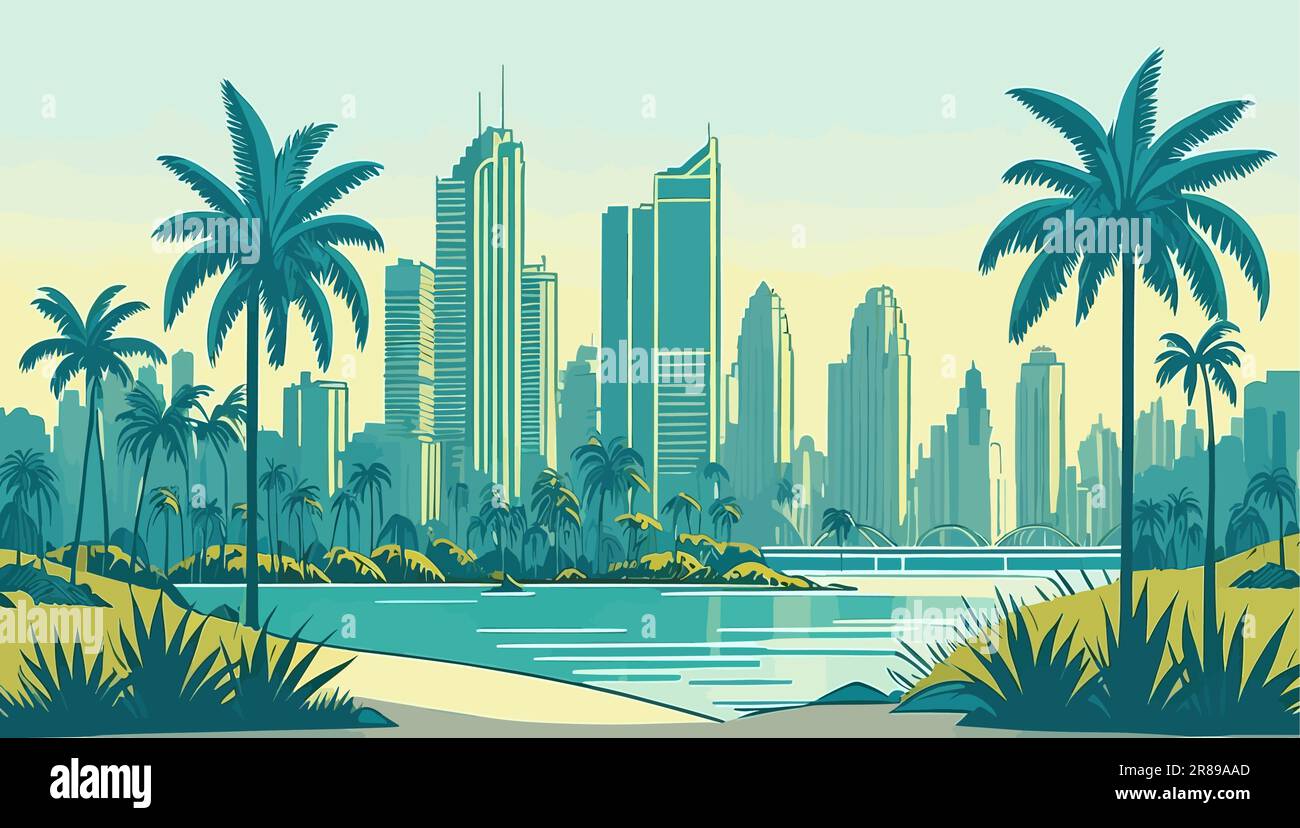 City park landscape with lake urban background Stock Vector Image & Art ...