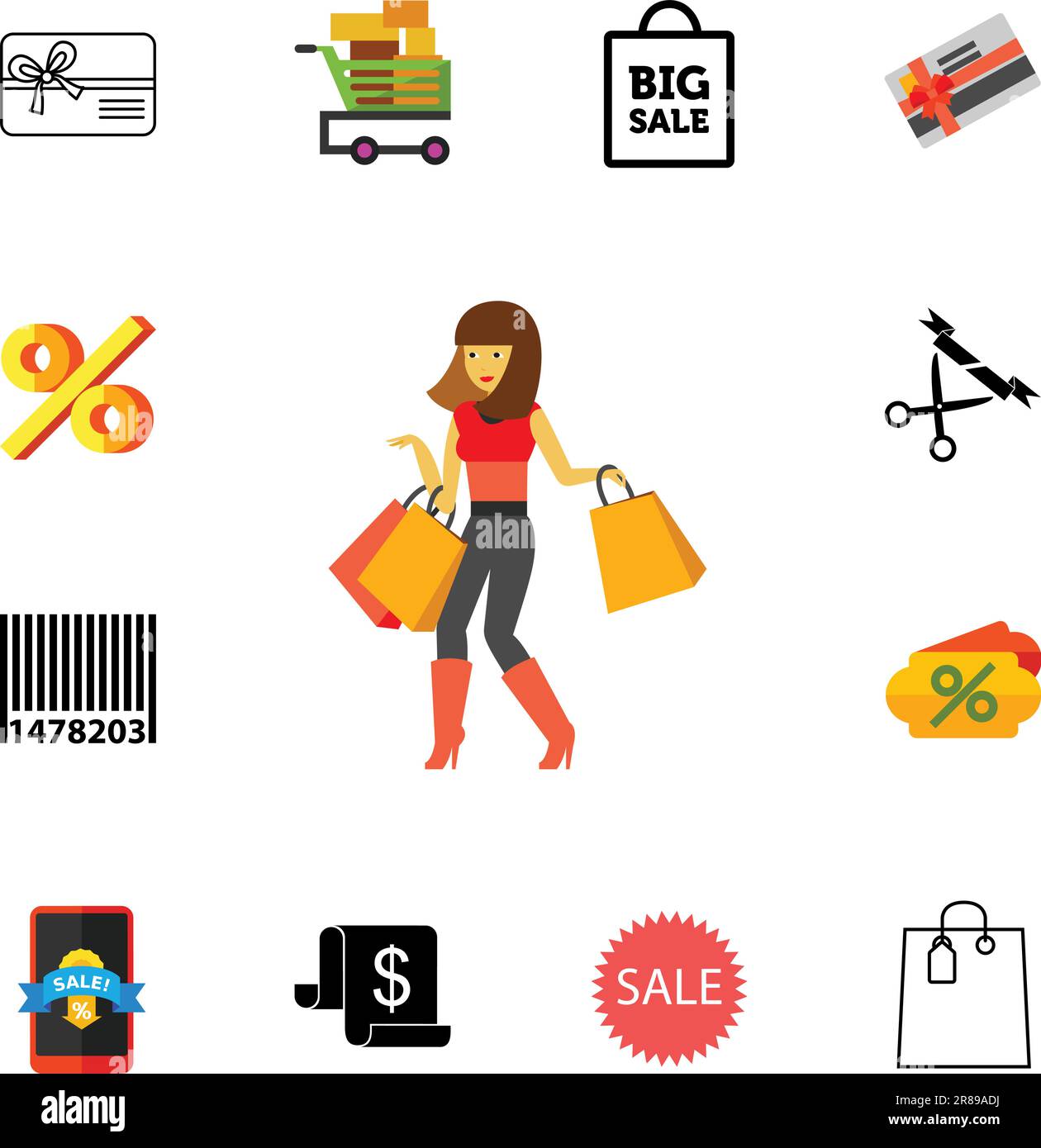 Shopaholic icon set Stock Vector Image & Art - Alamy